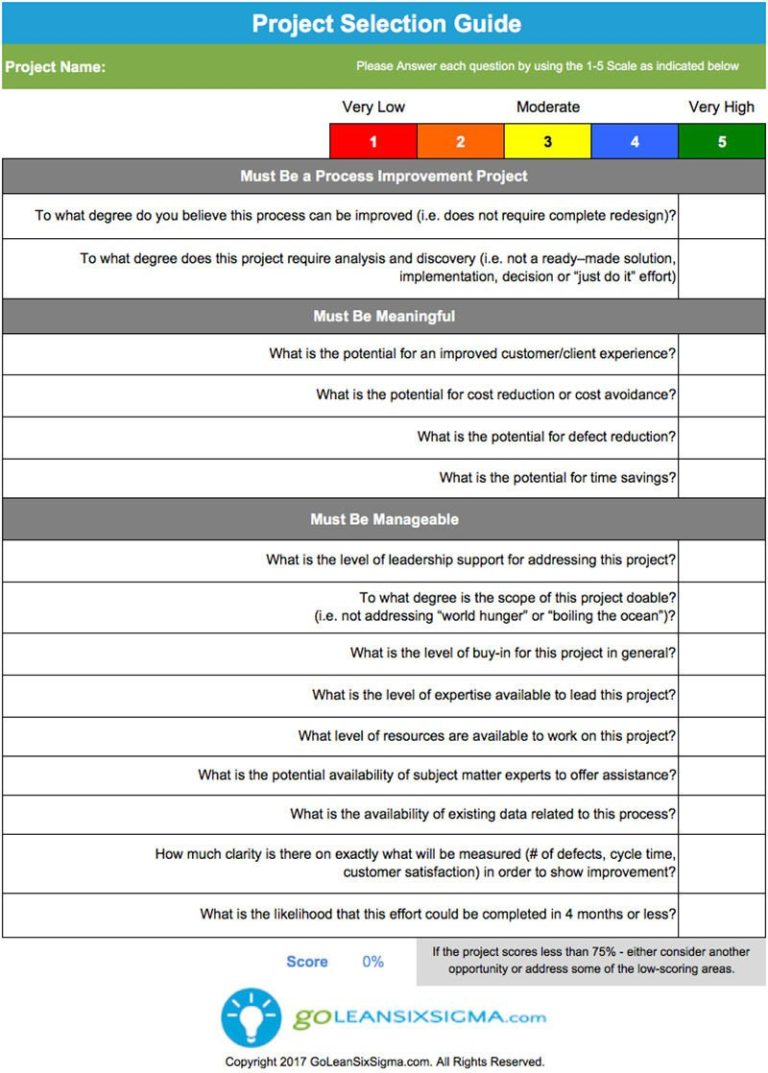 Project Selection Guide - Template & Example