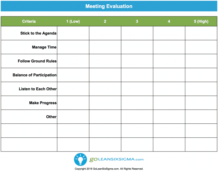 Meeting Evaluation - GoLeanSixSigma.com (GLSS)
