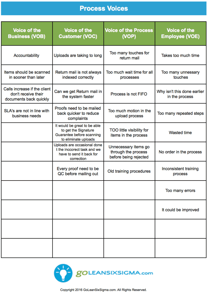 Process Voices - GoLeanSixSigma.com