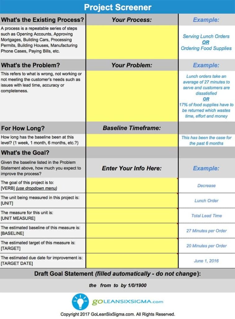 Project Screener - GoLeanSixSigma.com (GLSS)