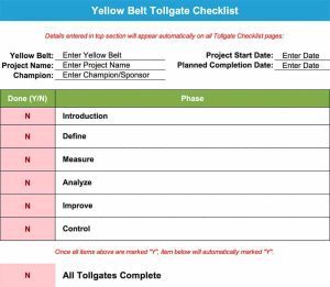 Yellow Belt Tollgate Checklist - GoLeanSixSigma.com (GLSS)